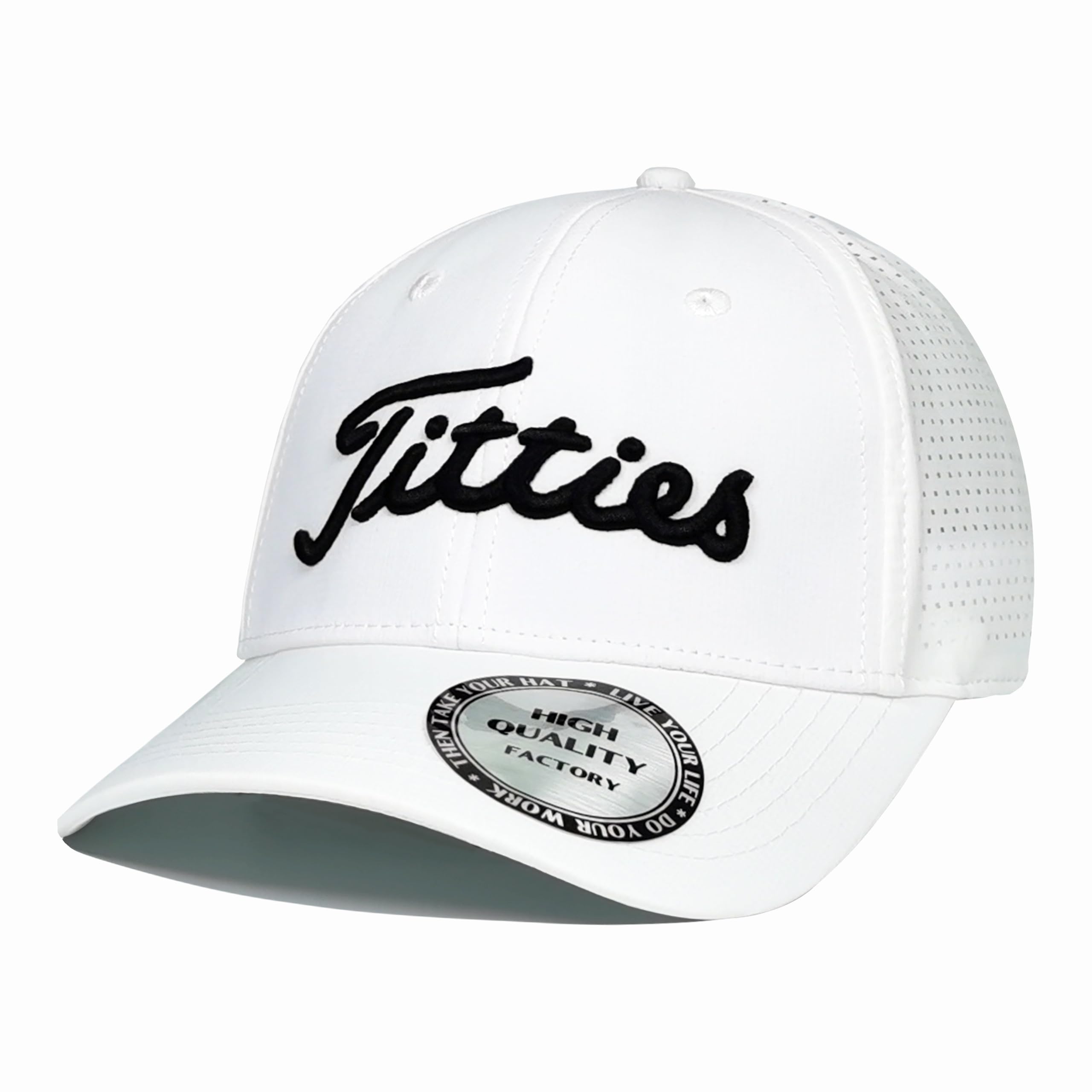 Funny Tittiess Golf Hats Trucker for Men Women,Titties Golf Gifts Baseball Cap for Adults Humor,White 7