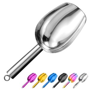 metal ice scoop 3 oz, small stainless steel ice scooper for ice maker ice bucket kitchen freezer bar party wedding, multipurpose for coffee bean,flour scoop,dog food scoop (3 oz-silver)