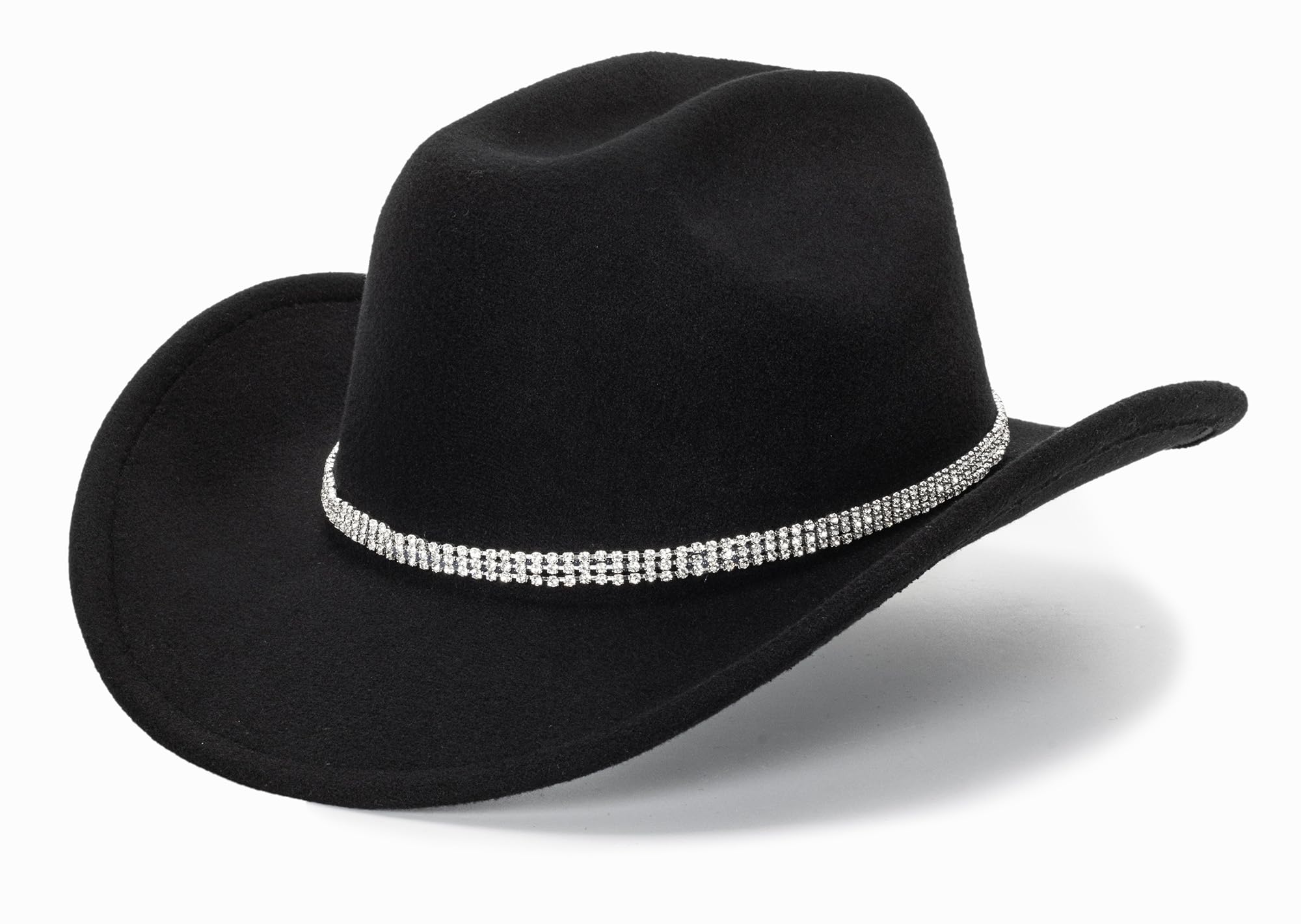 Glitter Silver Black Cowboy Hats for Women - Western Sparkly Rhinestone Cowgirl Hat for Ladies