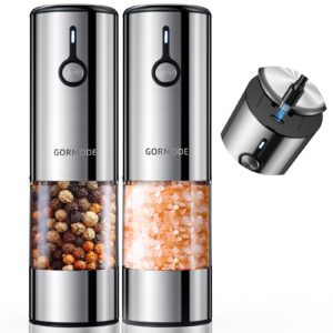 large capacity rechargeable electric salt and pepper grinder set -usb charging port with sliding dust cover; automatic salt and pepper mill grinder with led light-6 adjustable grinding modes