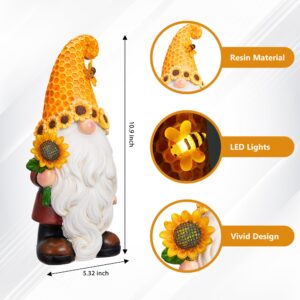 Olekki Garden Gnomes Outdoor - Sunflower Gnome Statue with Solar LED Lights for Yard, Patio, Lawn Ornaments - Best Garden Gifts for Mothers Day, Housewarming, Festival