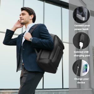 HOMIEE Business Smart Backpack Waterproof, Slim Durable Carry on Backpack 15.6 Inch Travel Laptop Backpack with USB Charging Port, Black