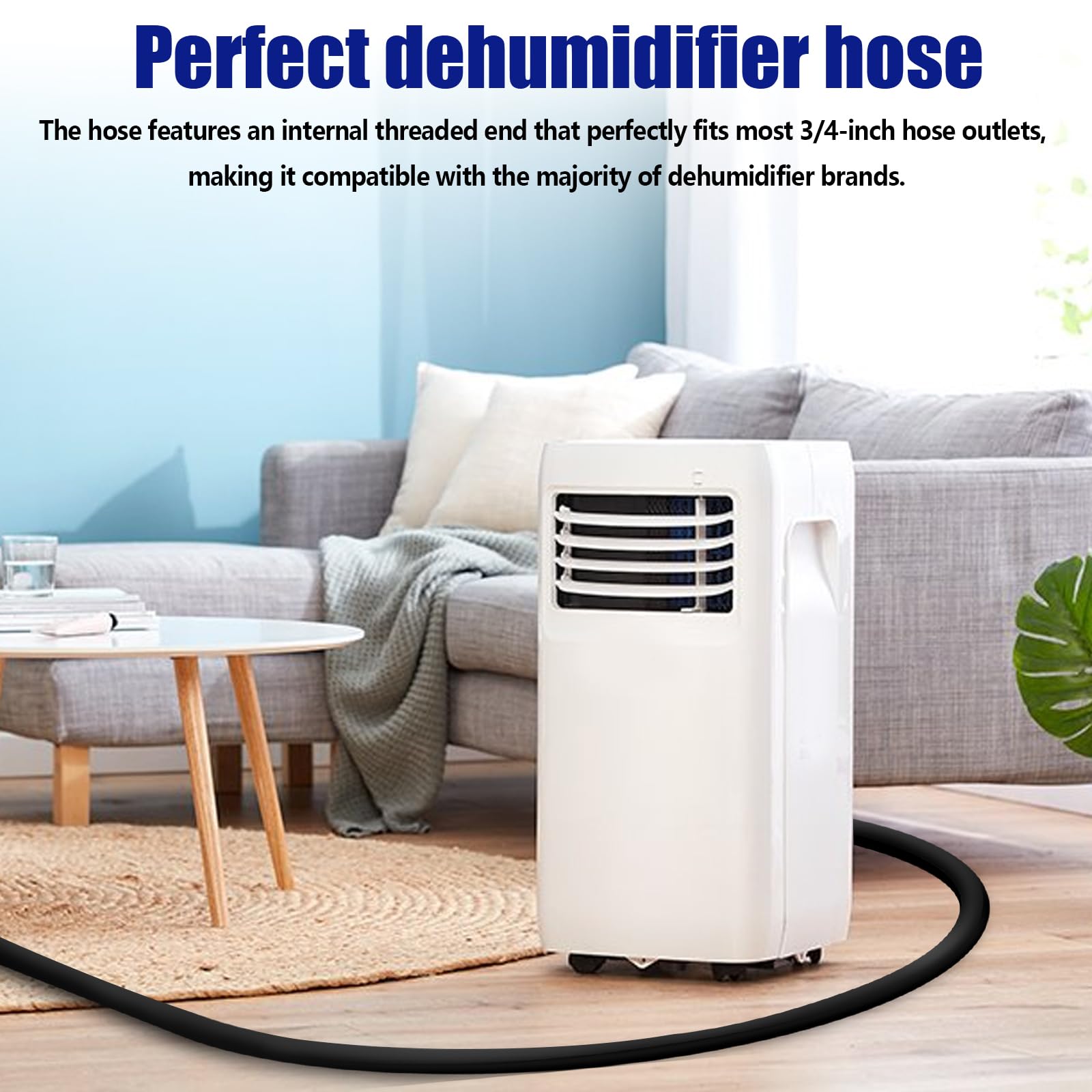 Dehumidifier Drain Hose 3/4 Inch FHT, 12 Foot, with Premium Brass Connectors to Prevent Water Leakage, 18FFDHMH01 Drain Hose Compatible with Most Brands of Dehumidifiers