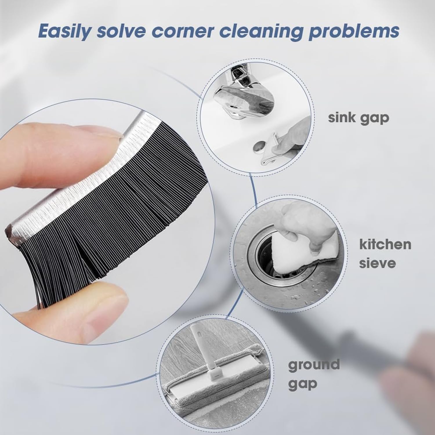 4 Pieces Gap Cleaning Brush, Hard Bristle Crevice Cleaning Brush, for Hard-to-Reach Areas in Bathrooms, Kitchen Tiles, Window Slots, Etc