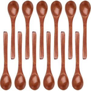 haksen 12pcs small wooden spoons, mini wooden salt spoons 5inch tasting spoon wooden soup spoon serving spoon for coffee tea jam bath salts