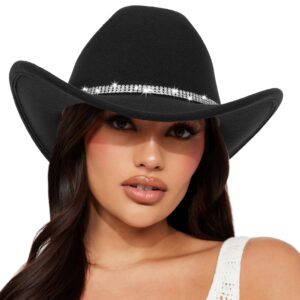 fgss classic felt-western-cowboy-cowgirl-hats for women-men fedora-jazz-hat with band(lagre)