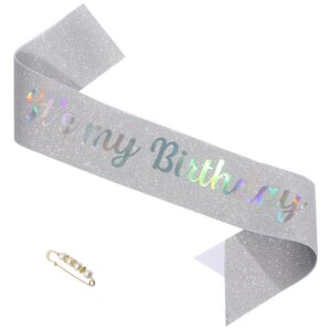 zhbdpaty "it's my brithday birthday girl sash silver with pearl safety pin party favors for girl women