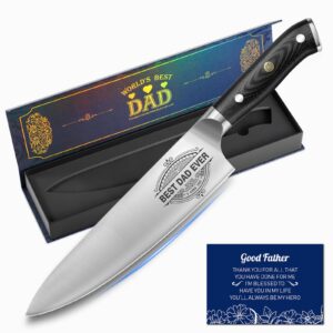 fathers day dad gifts from daughter son,chef knife "best dad ever",birthday christmas gifts for dad ,8 inch high carbon stainless steel sharp professional chef's knife with g10 handle and gift box