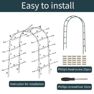 RUBFAC Metal Garden Arch, Wedding & Event Decoration, Garden Trellis for Climbing Plants, Assemble Freely 2 Sizes for Various Climbing Plant Roses Vines Bridal Party Decoration, Army Green, 1 Pack