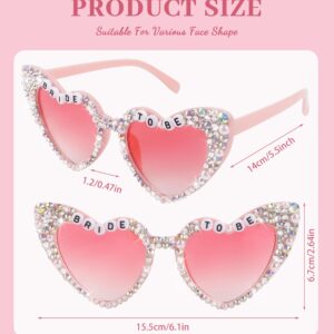 JUSTOTRY Bride Sunglasses For Bachelorette - Pink Bride To Be Sunglasses with Rhinestone For Bachelorette Party Gifts Accessories Party Favors (Heart Shape)