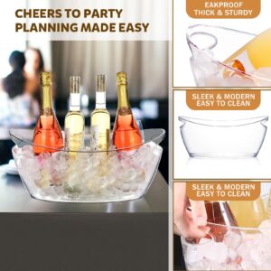 Ice Buckets for Parties, 2pcs Acrylic Champagne Beverage with 2 Ice Bucket Scoop, Drinks Buckets Tub for Cocktail Bar, 5.5L Bucket for Party(Clear)