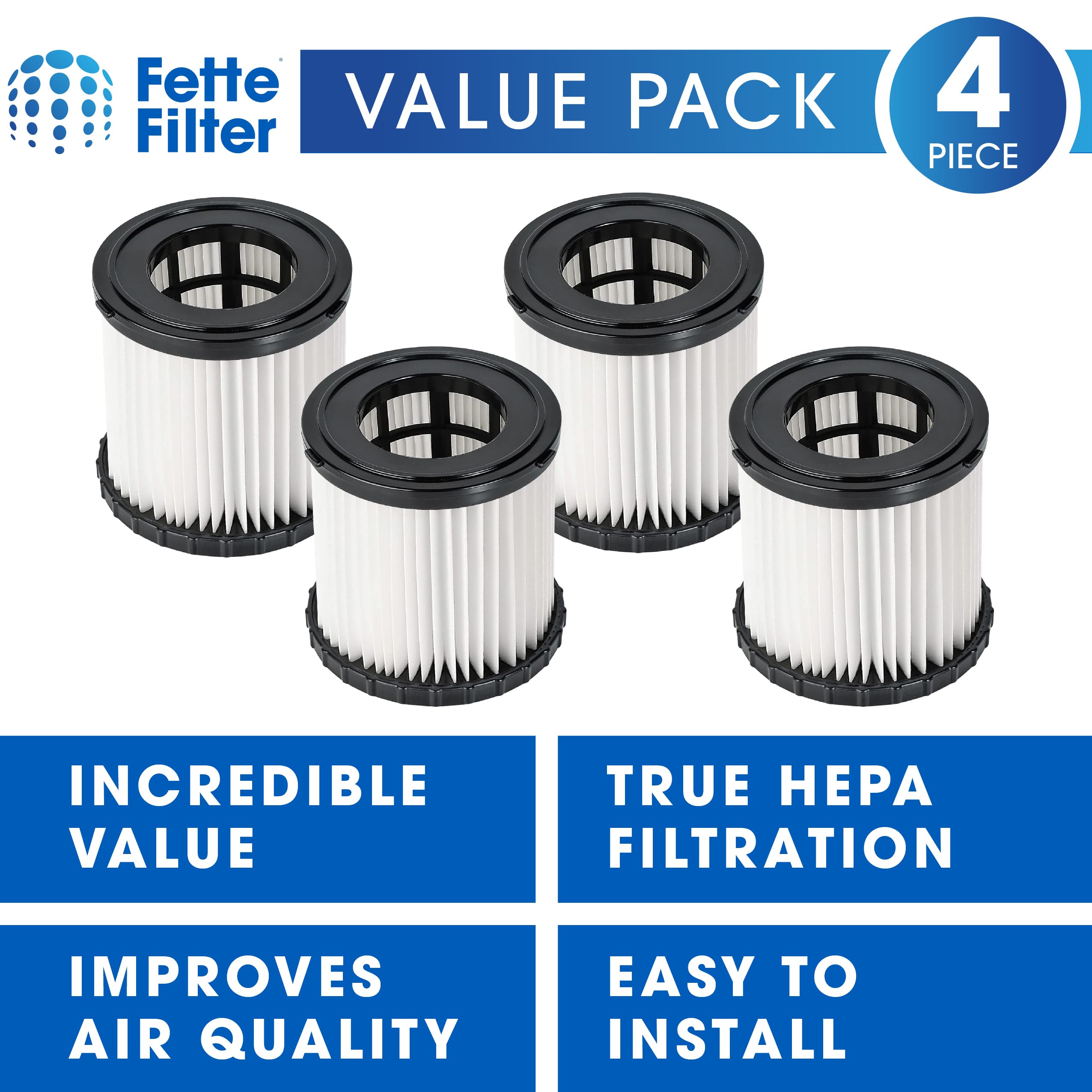 Fette Filter - A32VC05 A32RF08 Replacement Filter Compatible with RYOBI P3240 PCL733 PCL734 18V ONE+ 3 Gal. Wet/Dry Vacuums. Compatible with Hoover ONEPWR BH57105 - Pack of 4