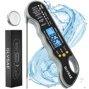 waterproof digital instant read meat thermometer with 4.6” folding probe backlight & calibration function for cooking food candy, bbq grill, liquids,beef by glvsae