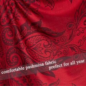 Gragengs Pashmina Shawl Wrap with Ethnic Paisley Two Tone Jacquard Scarf for Women,Paisley-Black Red