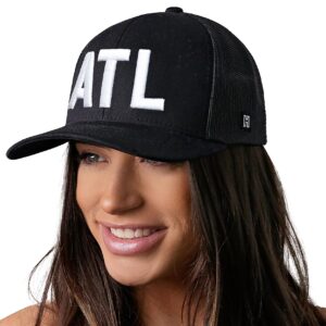 HAKA Atlanta Hat – ATL Trucker Hat for Men & Women, Adjustable Baseball Cap, Mesh Snapback, Outdoor Golf Hat, Dir Emb - Black