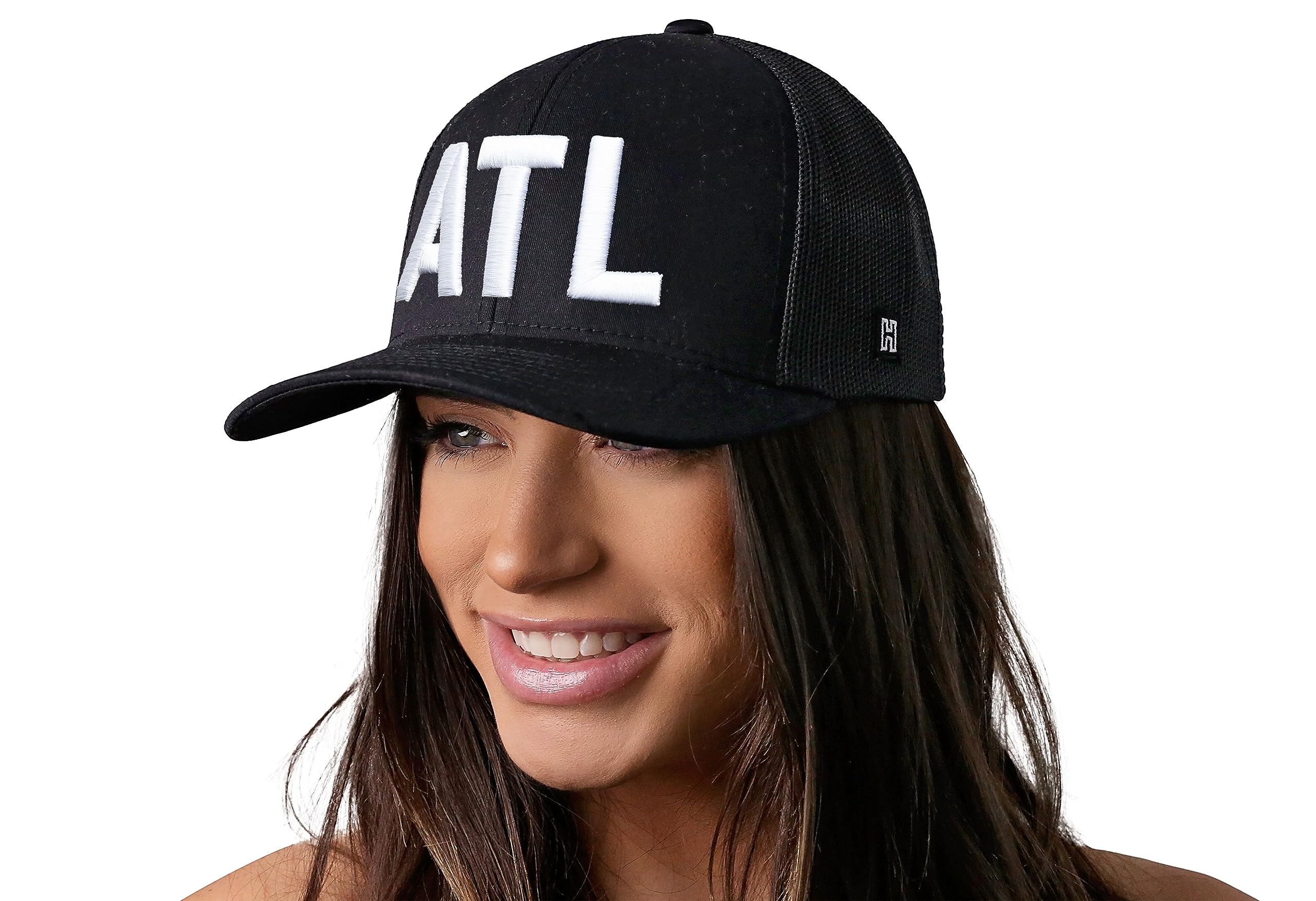 HAKA Atlanta Hat – ATL Trucker Hat for Men & Women, Adjustable Baseball Cap, Mesh Snapback, Outdoor Golf Hat, Dir Emb - Black