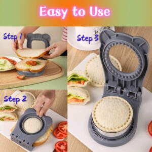 BOSIDETOOL Sandwich Cutter and Sealer, Decruster Sandwich Maker for kids lunch Uncrustable Sandwich Maker，Easy for School Lunchbox and Bento Box Grey