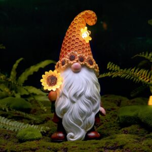 olekki garden gnomes outdoor - sunflower gnome statue with solar led lights for yard, patio, lawn ornaments - best garden gifts for mothers day, housewarming, festival