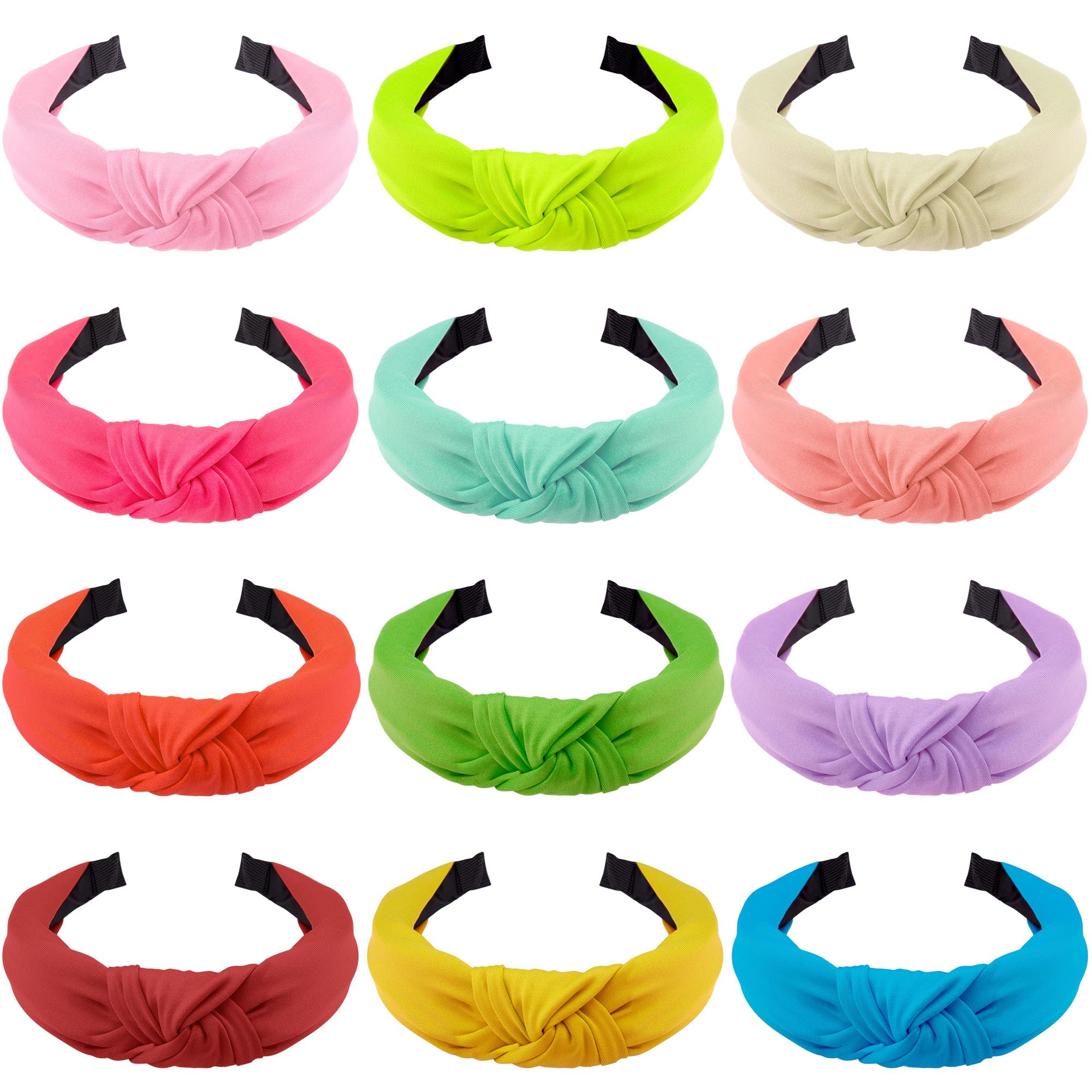 SIQUK 12 Pieces Knotted Hair Turband for Women - Colorful Fabric Headbands in 12 Colors