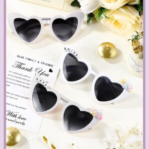 Xuhal 13 Pairs Valentines Day Heart Party Sunglass Bulk Bachelorette Glasses with DIY Letter Bead Pearl for Wedding Party(White)