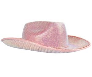 women's dazzling hotfix rhinestone western cowboy hat | one-size-fits-most | ideal for bachelorette parties, weddings & more! pink