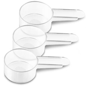 3 pack tablespoon measuring spoon set with short handle coffee scoop - 1 tablespoon (15 ml) clear plastic scoops for coffee, loose tea, protein, spices, powders, and other dry goods