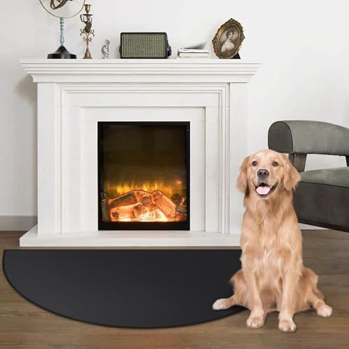 TOHONFOO Hearth Rugs for Fireplaces Fire Resistant, 42 x 24 inches Fireproof Fireplace Mat Hearth Area Rug, Fire Retardant Hearth Pad for Wood Stove Fireplace Indoor & Outdoor - Black, 1mm