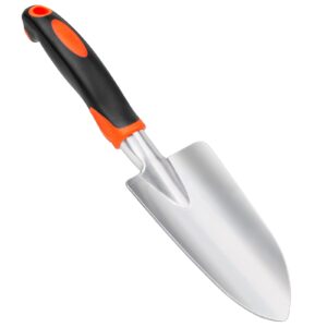 garden shovel garden hand trowel, heavy duty hand shovel with ergonomic handle, small gardening hand tools shovels for digging, rust resistant garden spade trowel garden tools for garden work, orange