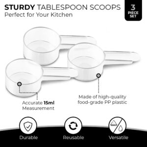 3 Pack Tablespoon Measuring Spoon Set with Short Handle Coffee Scoop - 1 Tablespoon (15 ML) Clear Plastic Scoops for Coffee, Loose Tea, Protein, Spices, Powders, and Other Dry Goods