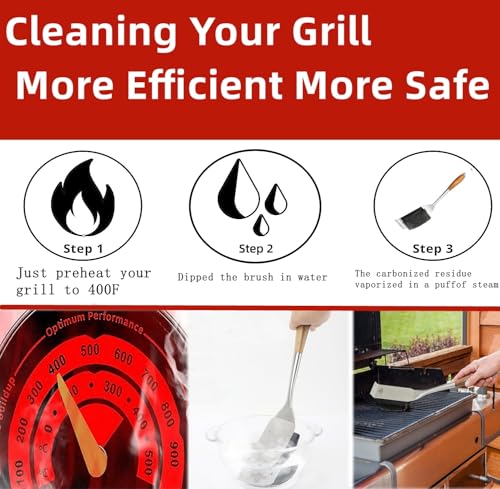 XUDAKAIXIN Upgraded Grill Brush Bristle Free,Unique Steel Fibers pad Perfect for Cast Iron/Stainless-Steel Grates, with 1 Replaceable Cleaning Head,Safe grill brush for outdoor grill,Gifts for Men/Dad