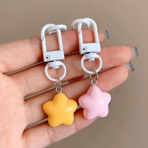 10pcs Chubby Star Key Chains for Car Keys Star Keychain Accessories Cute Keychains for Women Bag Charm Backpack Charms Key Ring Car Key Chain Small Key Rings Snap Keyrings Kawaii Keyring Kids Gifts