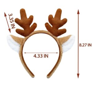 SIOTMERA Reindeer Antlers Headband Animal Ears Deer Antlers Headband Party Cosplay Reindeer Costume for Christmas Halloween