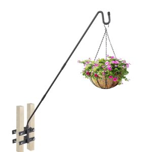 damukoo deck hook-deck railing plant hanger outdoor,bird feeder hanger for deck railing, fence shepherds hooks bracket for hanging hummingbird feeder,planter,flower baskets-360°rotating pole