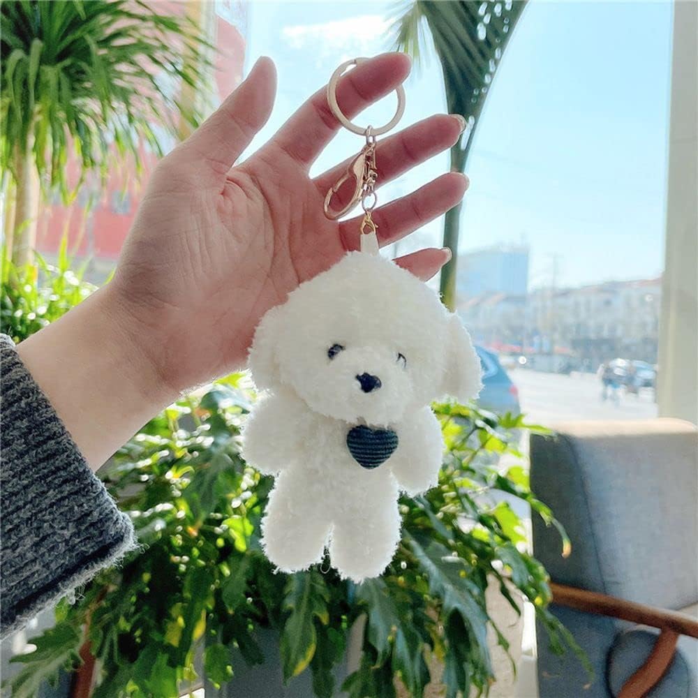 BWESOO Brown Bear Plush Keychain, Stuffed Animals Bag Pendant, Kawaii Plush Rabbit Keychain, DIY Trinket Dog Plush Keyring Car Keychain Pink Heart Teddy Bears Automobile Keychains