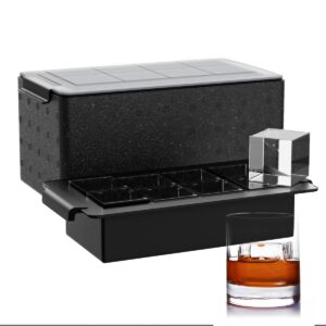 clear ice cube tray for whiskey: fddbi 2inch clear ice cube maker - silicone large ice cube tray - square ice tray for bourbon old fashioned whisky