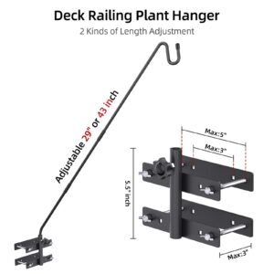 Damukoo Deck Hook-Deck Railing Plant Hanger Outdoor,Bird Feeder Hanger for Deck Railing, Fence Shepherds Hooks Bracket for Hanging Hummingbird Feeder,Planter,Flower Baskets-360°Rotating Pole