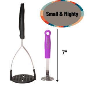 Mini Avocado Masher, Small Potato Masher, Heavy Duty, Kitchen Utensil. Stainless Steel, Tiny Masher, Compact Mini Masher for Avocado - Effortless Guacamole Preparation, Dishwasher Safe.… (Green)