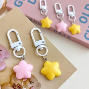 10pcs Chubby Star Key Chains for Car Keys Star Keychain Accessories Cute Keychains for Women Bag Charm Backpack Charms Key Ring Car Key Chain Small Key Rings Snap Keyrings Kawaii Keyring Kids Gifts