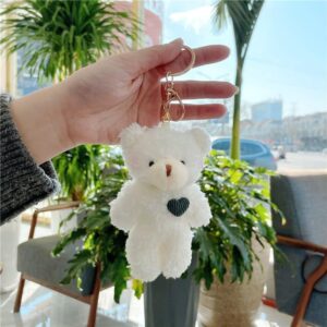 BWESOO Brown Bear Plush Keychain, Stuffed Animals Bag Pendant, Kawaii Plush Rabbit Keychain, DIY Trinket Dog Plush Keyring Car Keychain Pink Heart Teddy Bears Automobile Keychains