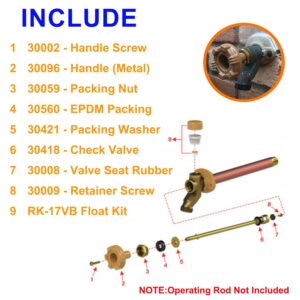 Ezbzyz RK-17MH Repair Kit Metal Handle Repair Kit Replacement Part for Woodford Model 17 Outdoor Faucet, Prevent Leaking Frost-Proof (12 Pcs)