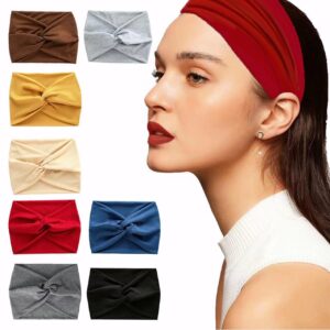 brillarasymm headbands, 8 pack extra large turban wraps non-slip workout hair bands for women, wide headbands for women's hair sport yoga hair bands, polyester, hairband, women's hair accessories