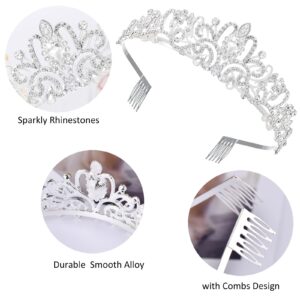 Silver Tiara for Girls, Birthday Gift Tiara Women Crown Princess Fairy Crowns Bride Headband Bridal Queen Wedding Prom Pageant Party Bridal Hair Accessories