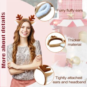 SIOTMERA Reindeer Antlers Headband Animal Ears Deer Antlers Headband Party Cosplay Reindeer Costume for Christmas Halloween