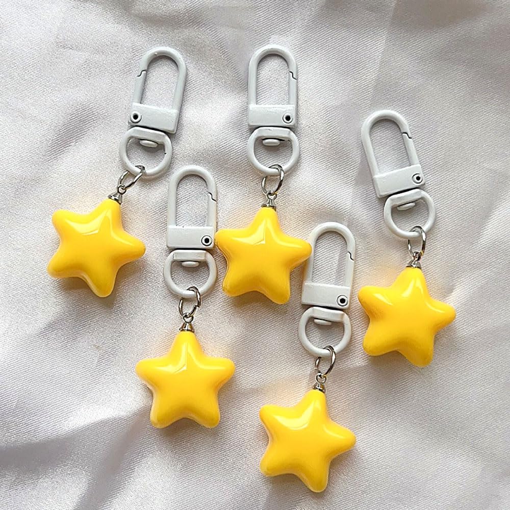 10pcs Chubby Star Key Chains for Car Keys Star Keychain Accessories Cute Keychains for Women Bag Charm Backpack Charms Key Ring Car Key Chain Small Key Rings Snap Keyrings Kawaii Keyring Kids Gifts