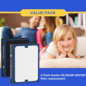 Classic 200/300 Series DualProtection Filter Replacement Compatible with Blueair 200/300 Series, for200, 201, 203, 205, 210, 215, 250, 270, 280i, 303 Models, True HEPA with Activated Carbon, 2 Pack