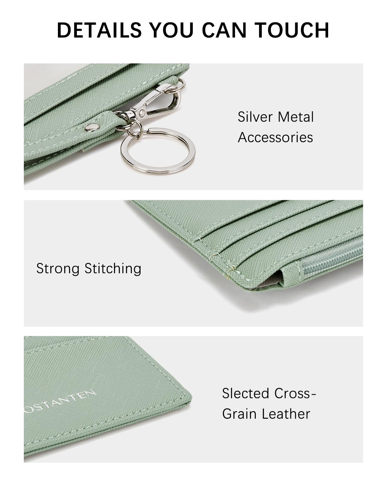 BOSTANTEN Small Wallet For Women RFID Leather Credit Card Holder Slim Wristlet Keychain Wallet With Zipper Pocket