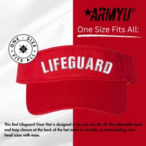 Red Lifeguard Visor Hat | Professional Uniform Pool Sun Beach Rescue Guard Brim Cap for Men & Women