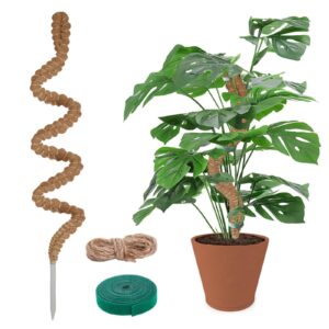 moss pole for plants monstera - 47 inch plant stakes for indoor, moss poles for climbing plants, handmade coco coir pole plant support for creeper plants grow upwards（winding）