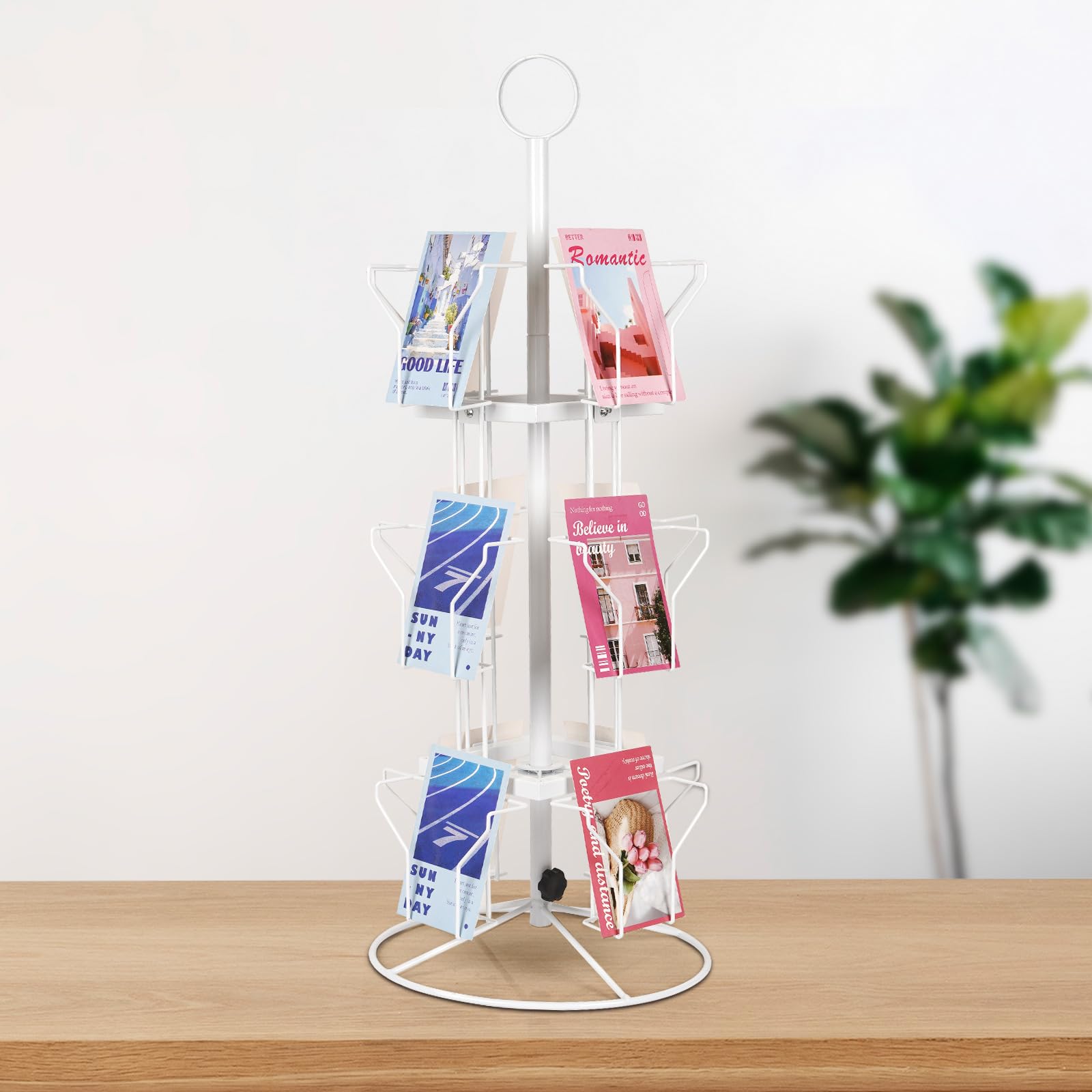 Liitrton Greeting Card Rack Card Display Rack Countertop Rotating Metal Postcard Rack Retail Display Rack for Stickers Postcard 3 Tier