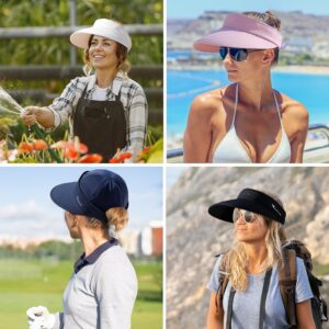 Peicees Zip-Off Wide Brim Visor Hat for Women Packable Sun Hat for Golf Hiking Gardening UV Protection Summer Beach Hat Beige